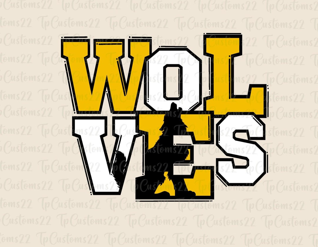 Wolves Yellow Football PNG, School Mascot Png, Yellow and White Wolves ...