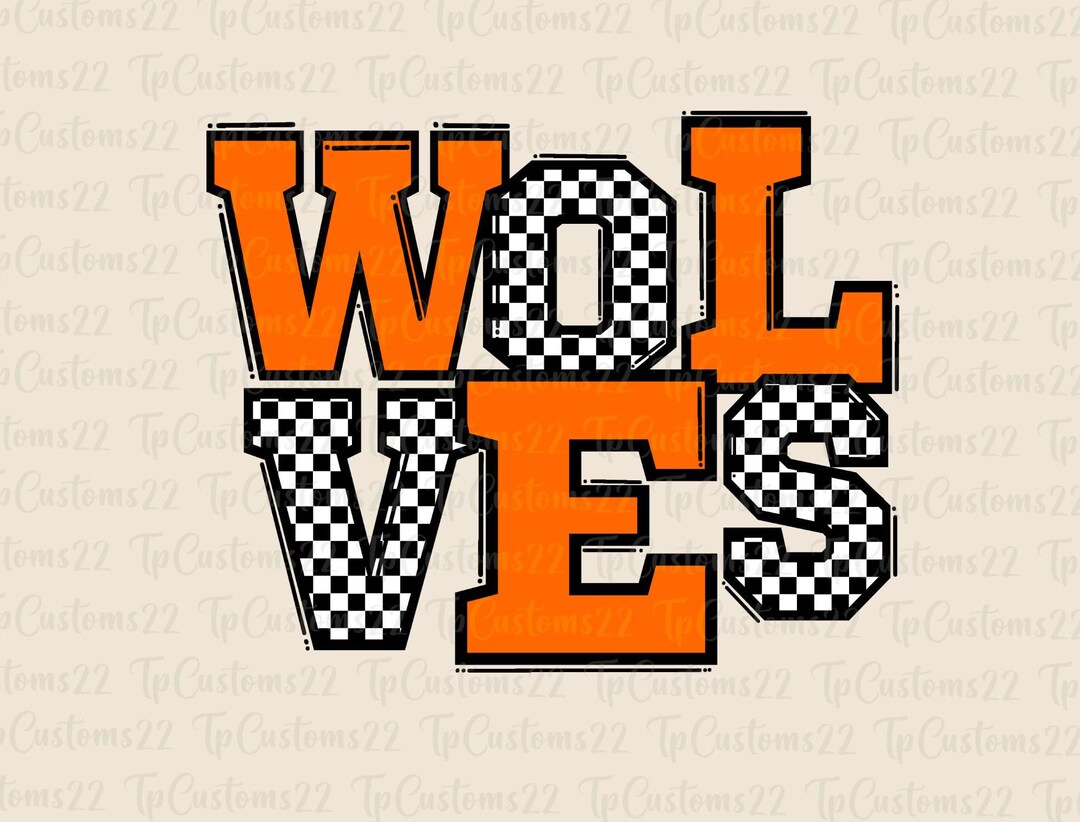 Wolves Checkered Orange Football PNG, School Mascot Png, Orange & White ...