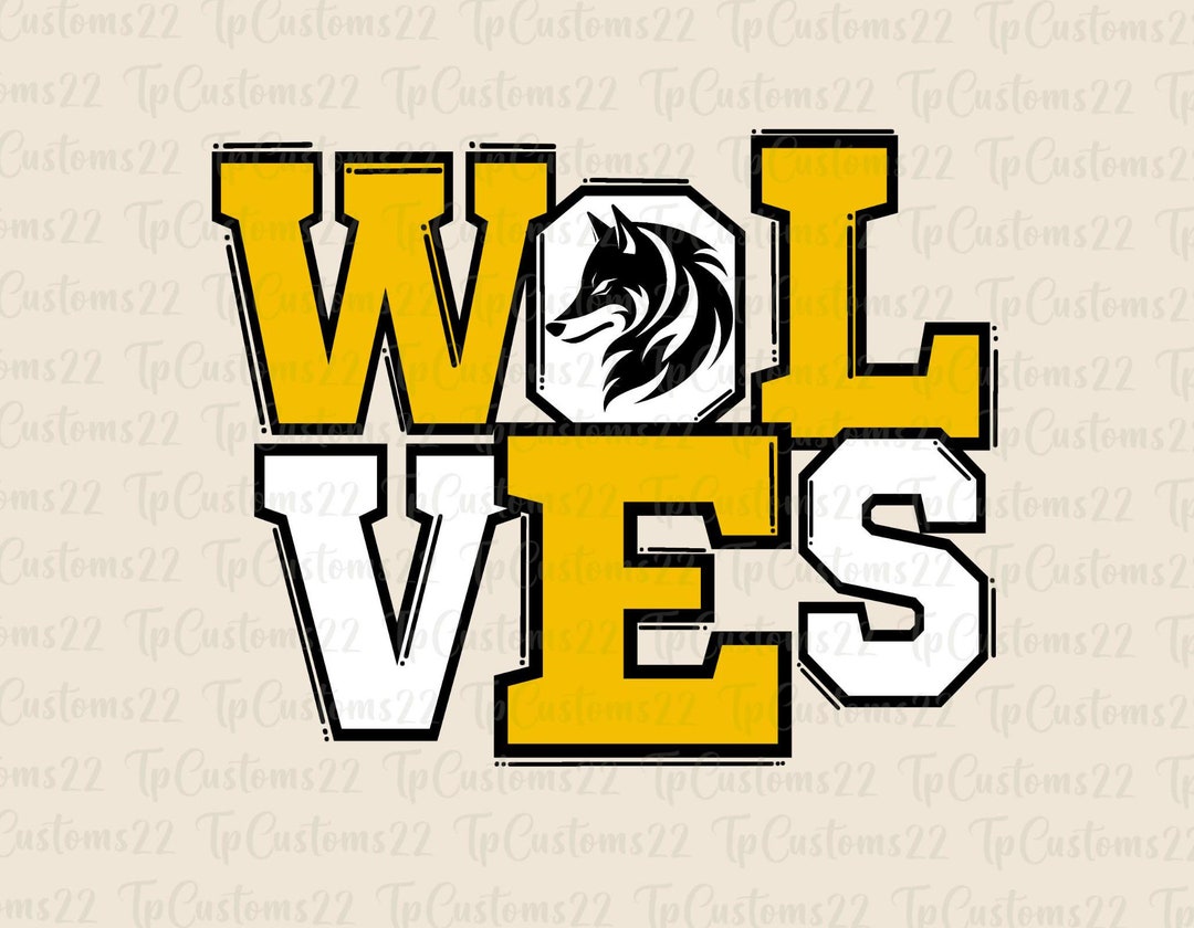 Wolves Yellow Football PNG, School Mascot Png, Yellow and White Wolves ...