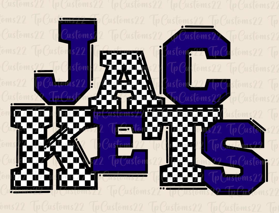 Jackets Checkered Navy Football PNG, School Mascot Png, Navy & White ...