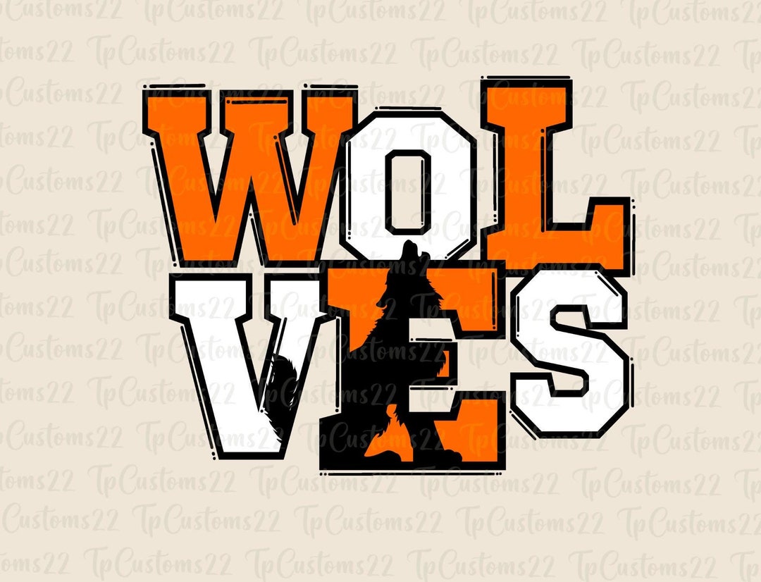 Wolves Orange Football PNG, School Mascot Png, Orange and White Wolves ...