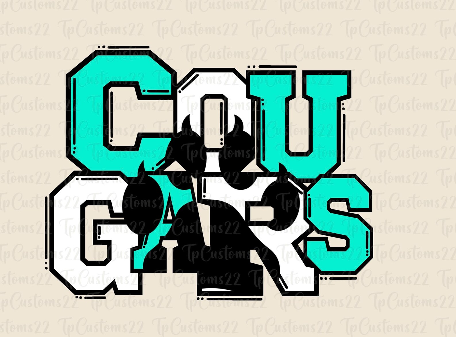 Cougars Mint Football PNG, School Mascot Png, Mint and White Cougars ...