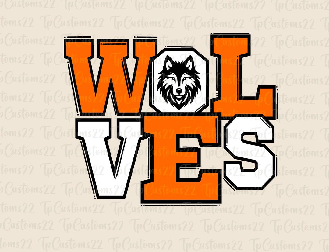 Wolves Orange Football PNG, School Mascot Png, Orange and White Wolves ...