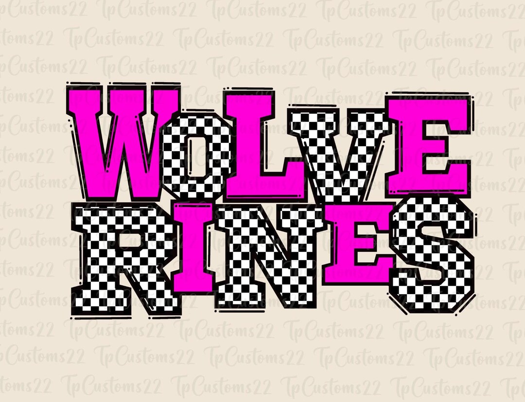 Wolverines Checkered Pink Football PNG, School Mascot Png, Pink & White ...