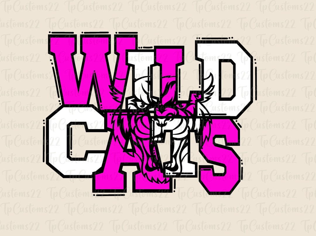 Wildcats Pink Football PNG, School Mascot Png, Pink and White Wildcats ...