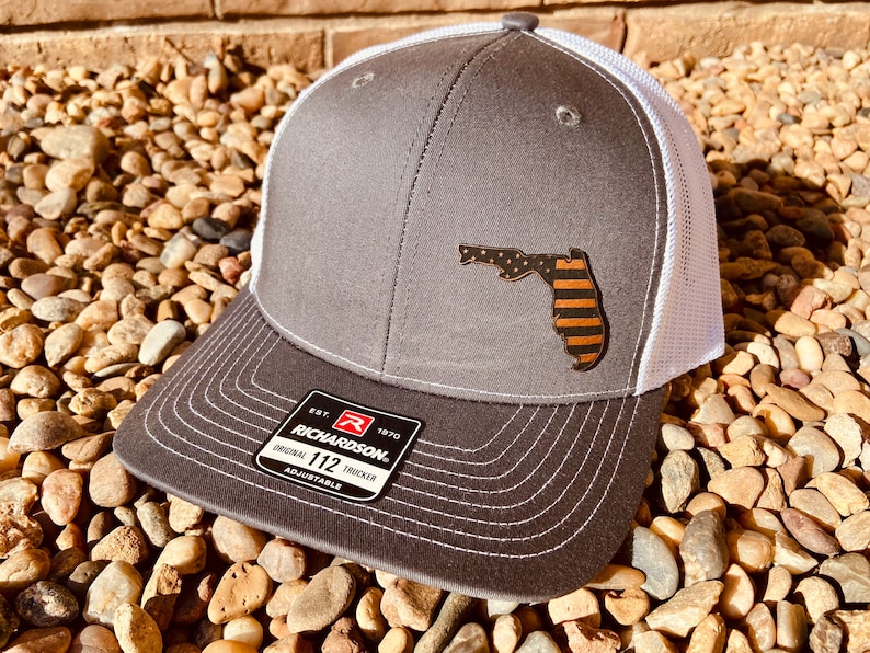 Florida State Hat, Florida Flag Hat, Flag Hat, Leather Patch Hat ...