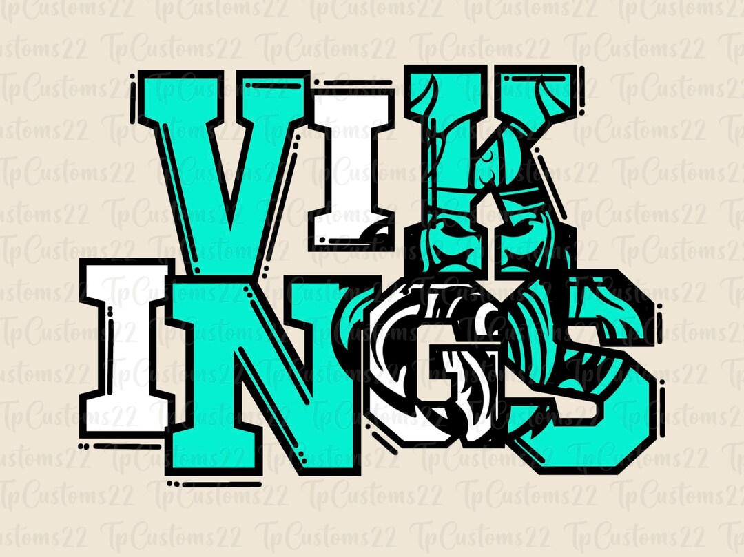 Vikings Mint Football PNG, School Mascot Png, Mint and White Vikings ...
