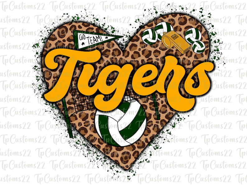 Tigers Volleyball PNG, Volleyball Png, Green and Gold Tigers, Football ...