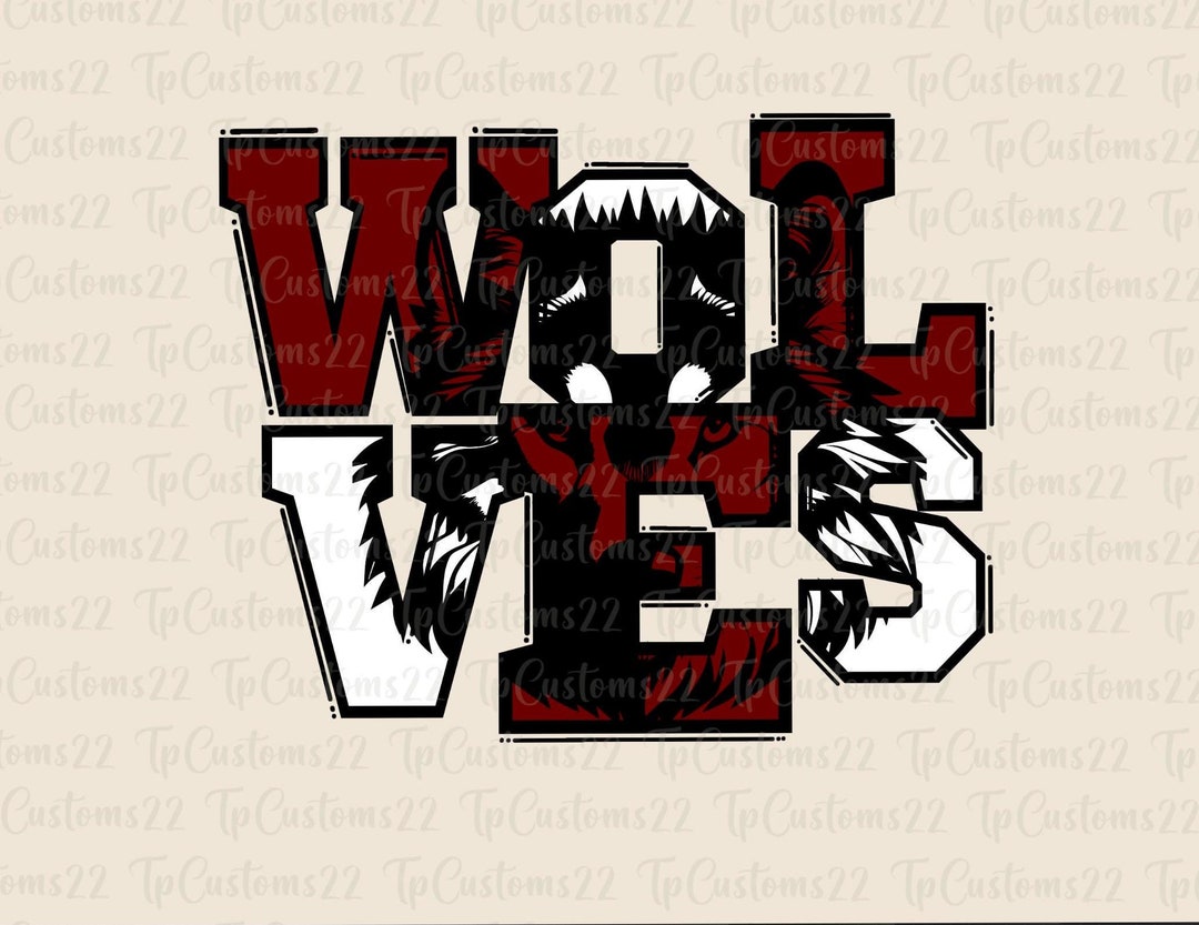 Wolves Maroon Football PNG, School Mascot Png, Maroon and White Wolves ...