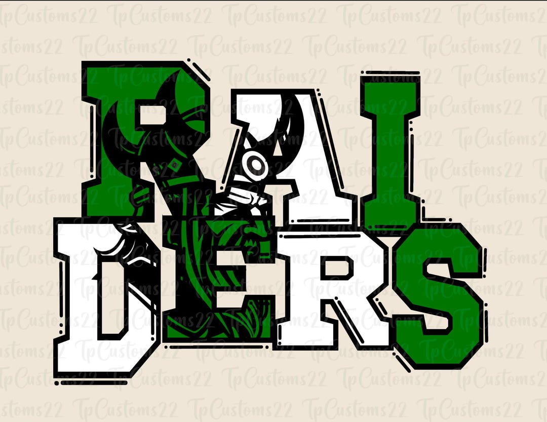 Raiders Green Football PNG, School Mascot Png, Green and White Raiders ...