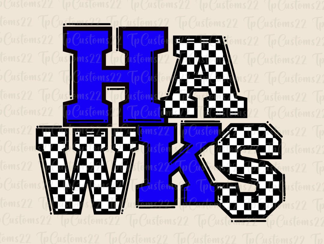 Hawks Checkered Blue Football PNG, School Mascot Png, Blue & White ...