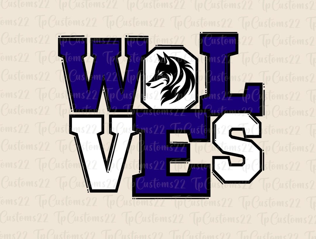 Wolves Navy Football PNG, School Mascot Png, Navy and White Wolves ...