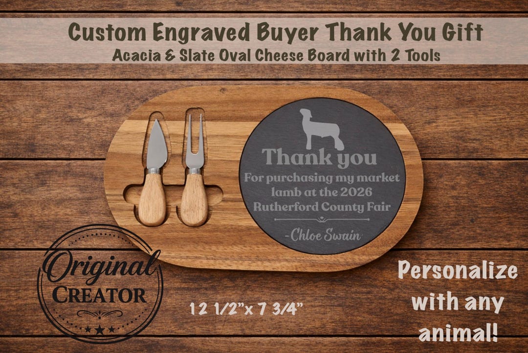 Custom Engraved Buyer Thank You Gift | Acacia & Slate Cheese Board ...