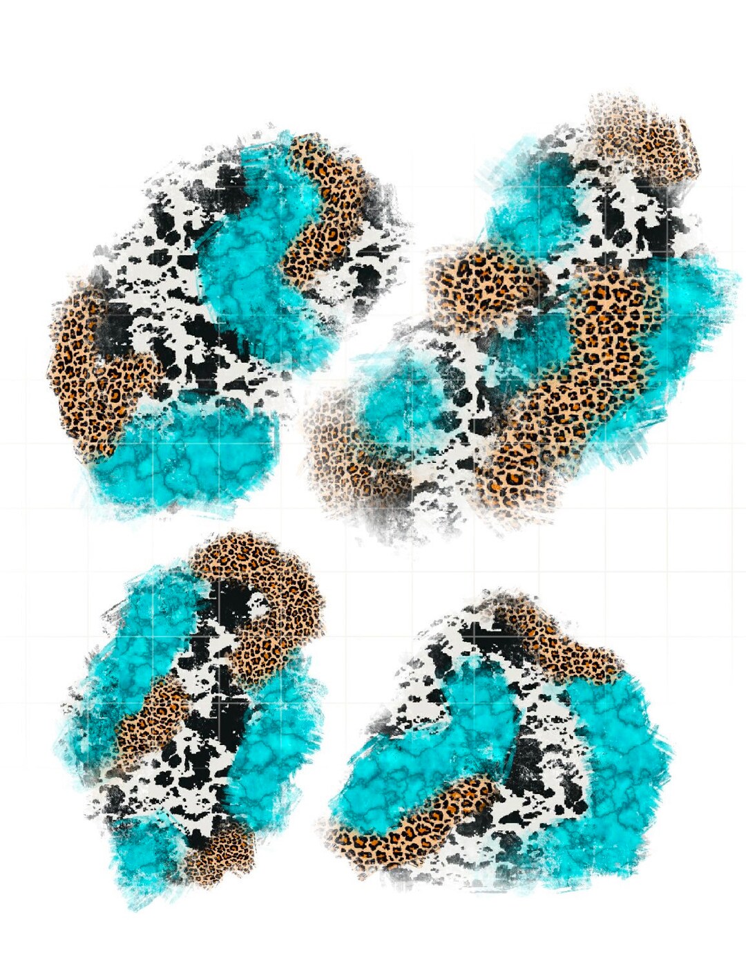 Cowhide Turquoise Leopard Patches Background Png Sublimation Design ...