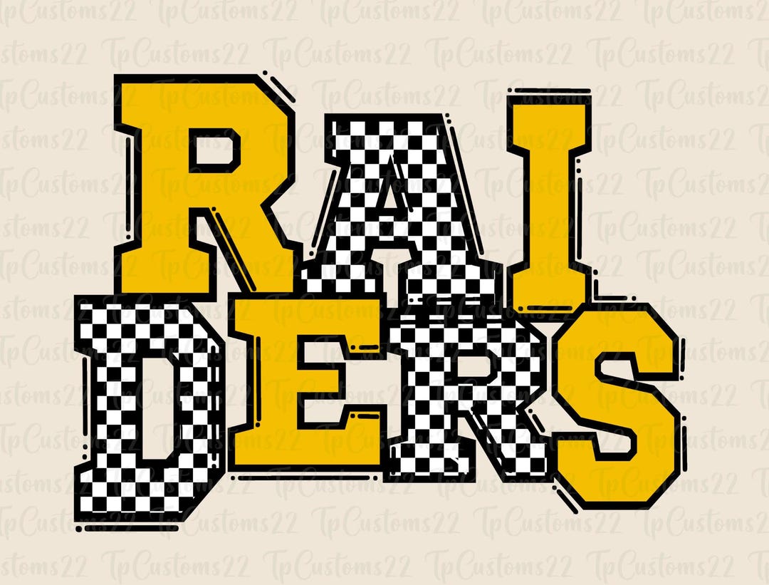 Raiders Checkered Yellow Football PNG, School Mascot Png, Yellow ...