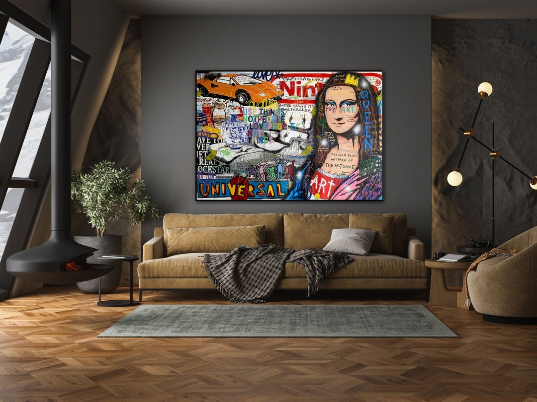 Queen Mona Lisa 100% Hand Painted Original Painting Graffiti Art Canvas ...