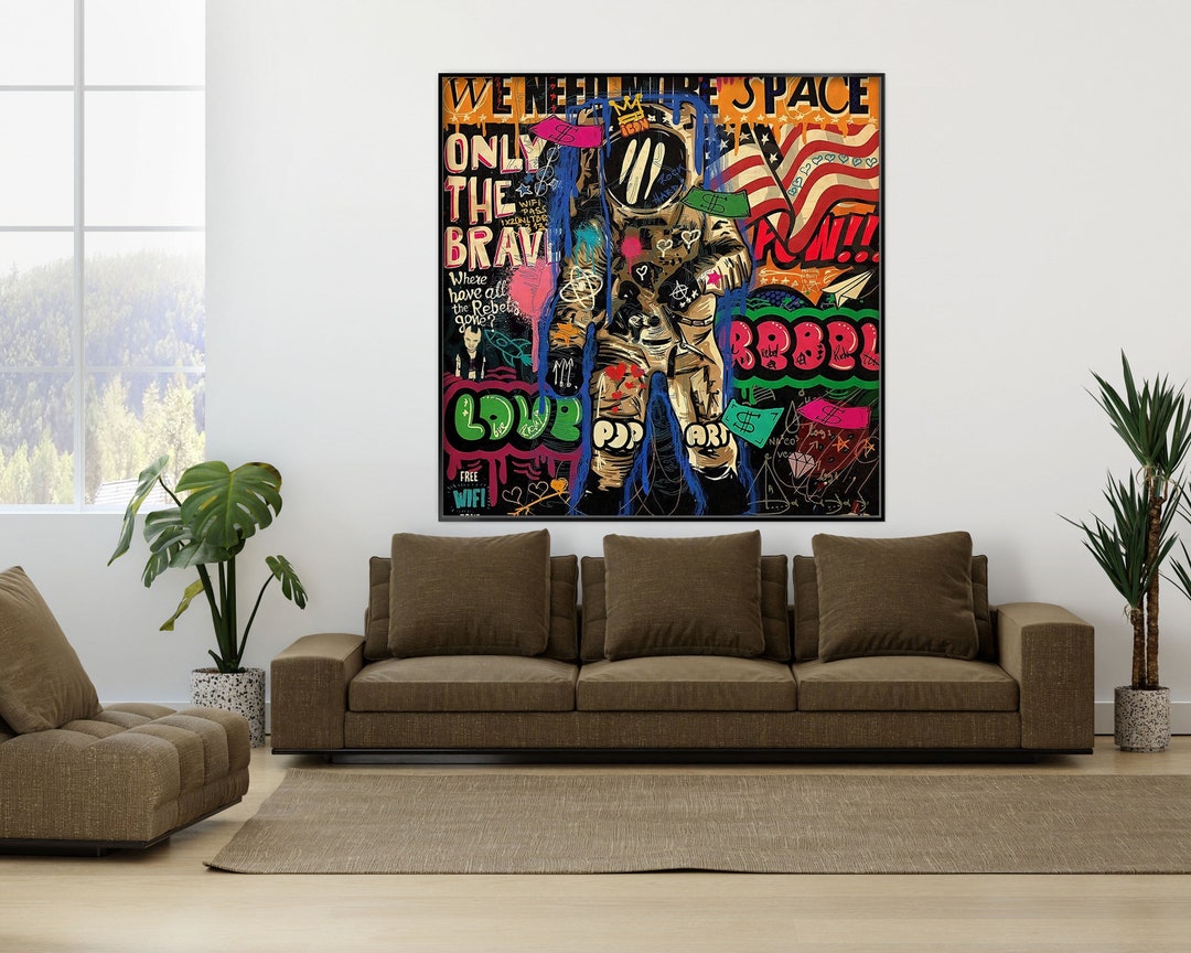 Moonwalker, Astronaut 100% Hand Painted Original Painting Graffiti Art ...
