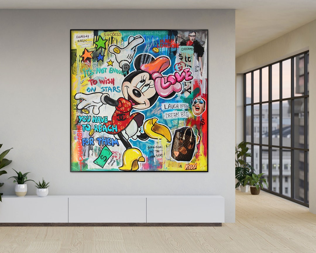 Minnie Mouse, Cartoon 100% Hand Painted Original Painting Graffiti Art ...