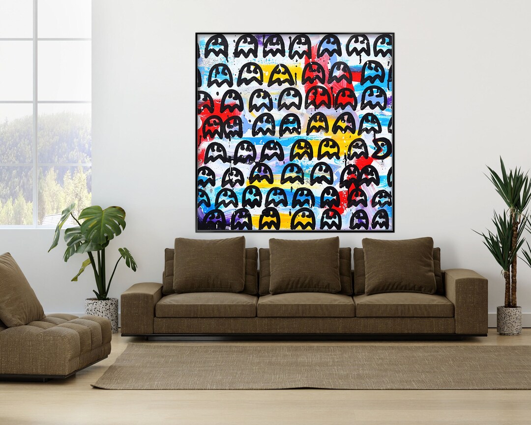 Pacman Painting 100% Hand Painted Original Painting Graffiti Art Canvas ...