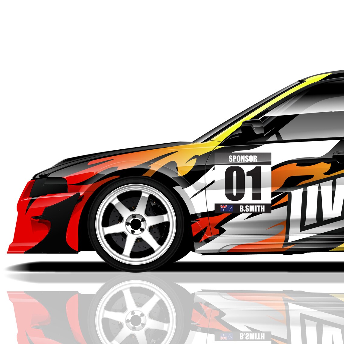Swoosh Retro Rally Livery Design - Car Wrap, Motorsport Livery, Drift ...