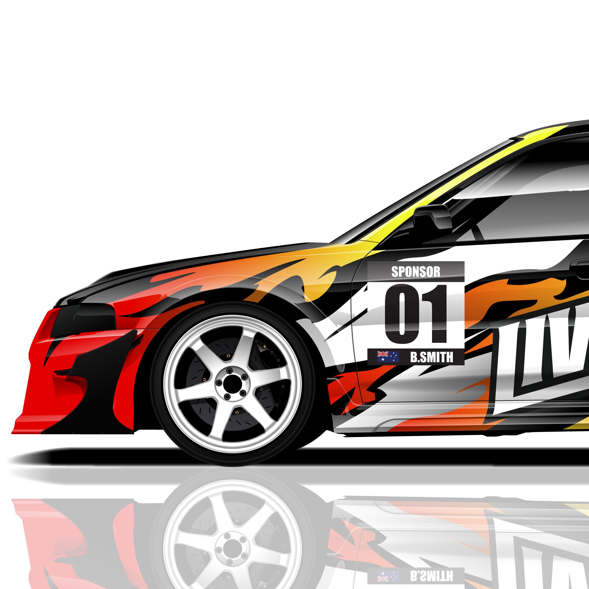 Swoosh Retro Rally Livery Design - Car Wrap, Motorsport Livery, Drift ...