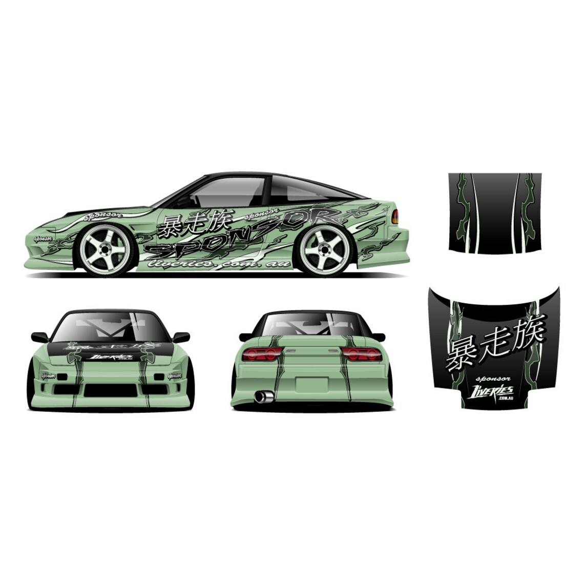 Tokyo Green Machine Drift Livery Design - Car Wrap, Motorsport Livery, Drift Livery Design ...