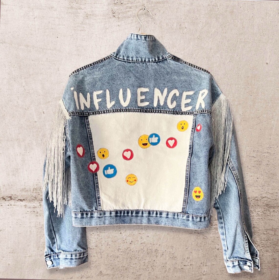 Hand Painted Jean Jacket for Influencers -women's Western Denim Jacket ...