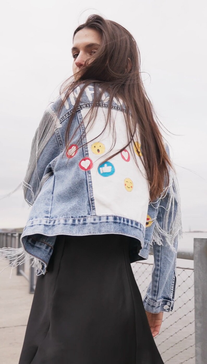Hand Painted Jean Jacket for Influencers -women's Western Denim Jacket ...