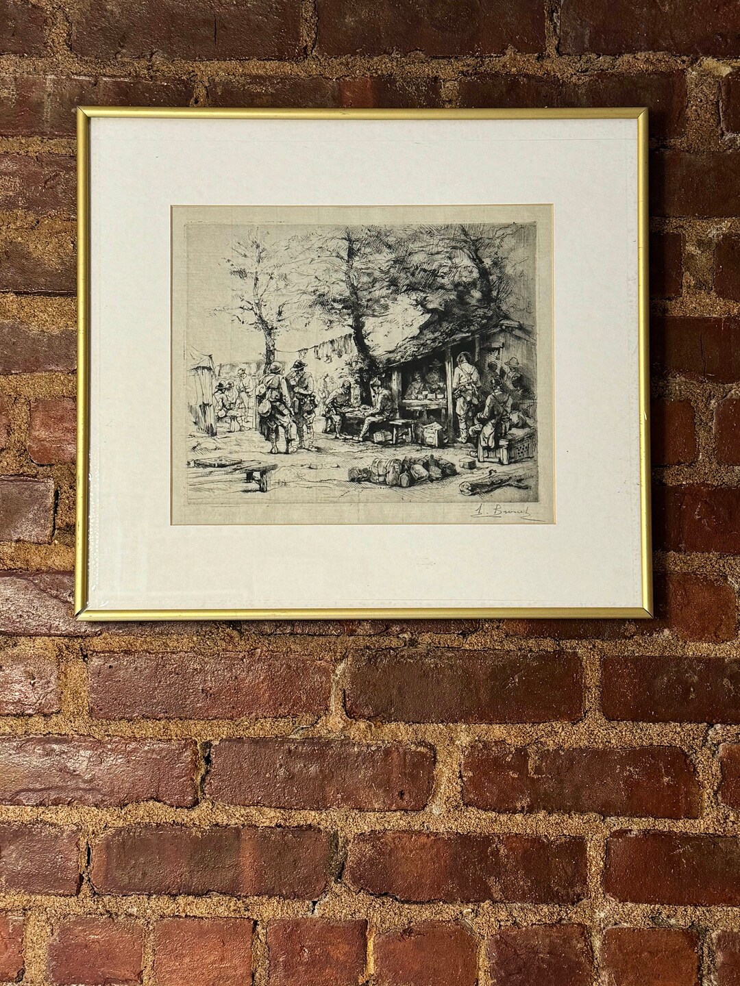 Antique Etching Original ART Signed AUGUSTE BROUET WW1 Encampment - Etsy