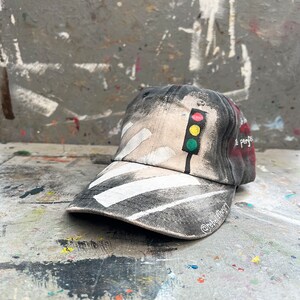 Hand Painted Traffic Light Cap, Ponytail Baseball Hat, Positive Quote ...