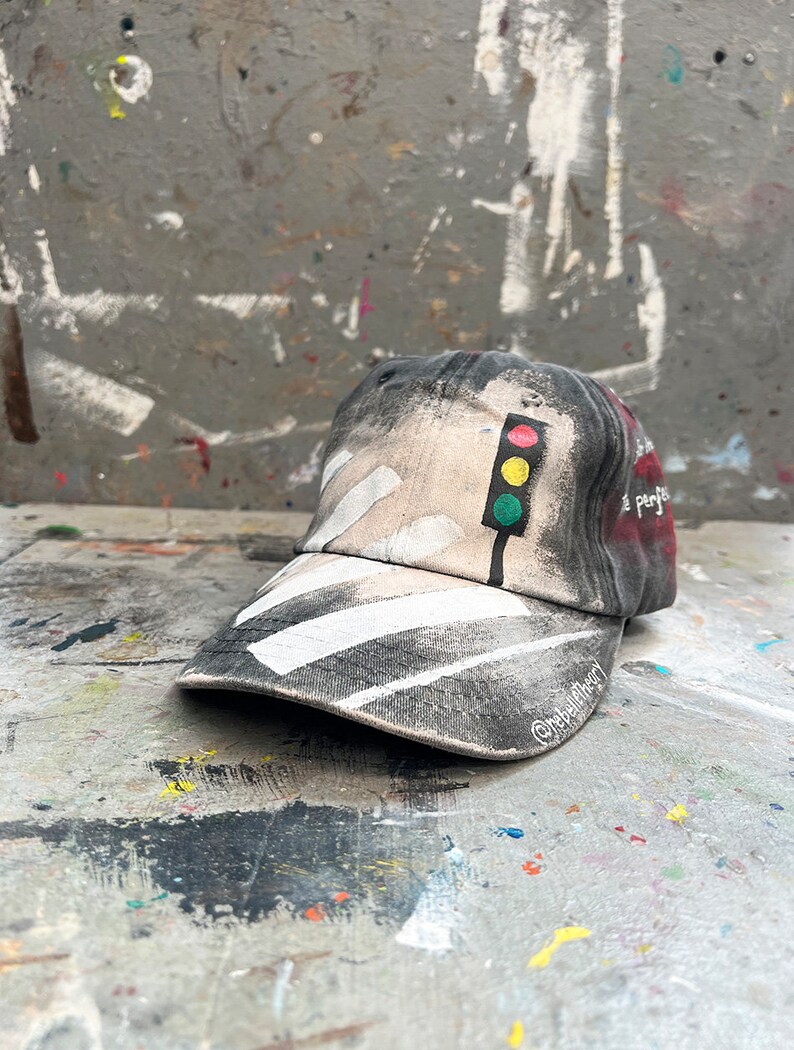 Hand Painted Cap With Traffic Lights, Unisex Baseball Cap, Ponytail ...