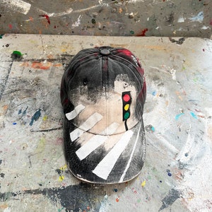 Hand Painted Traffic Light Cap, Ponytail Baseball Hat, Positive Quote ...