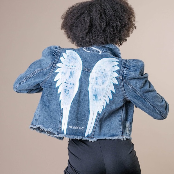Hand Painted Angel Wings Jacket - Etsy