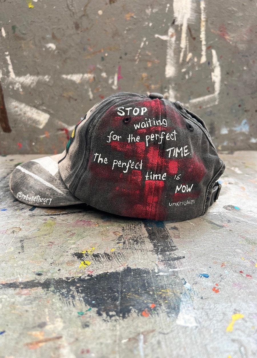 Hand Painted Cap With Traffic Lights, Unisex Baseball Cap, Ponytail ...