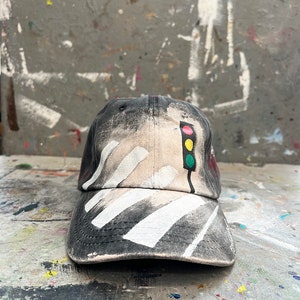 Hand Painted Traffic Light Cap, Ponytail Baseball Hat, Positive Quote ...