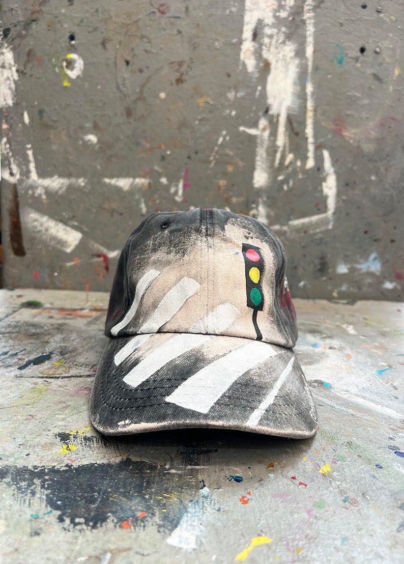 Hand Painted Cap With Traffic Lights, Unisex Baseball Cap, Ponytail ...