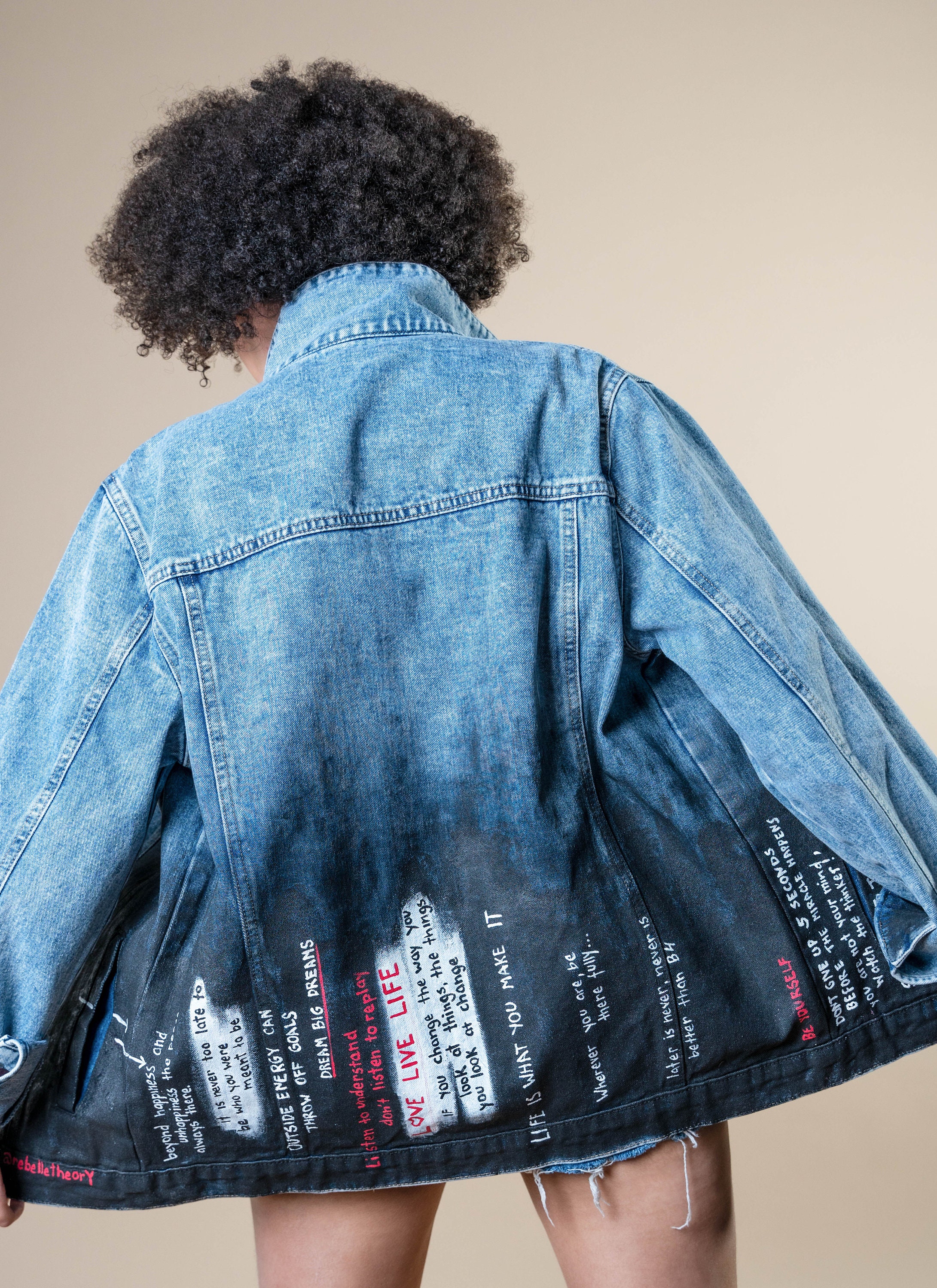 Positive Quotes Denim Jacket, Customized Jean Jacket , Painted Jean ...