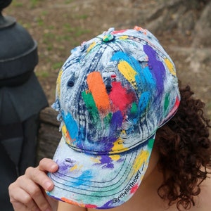 Pride | Hand Painted Pride Baseball Cap- Custom Rainbow Trucker Cap ...