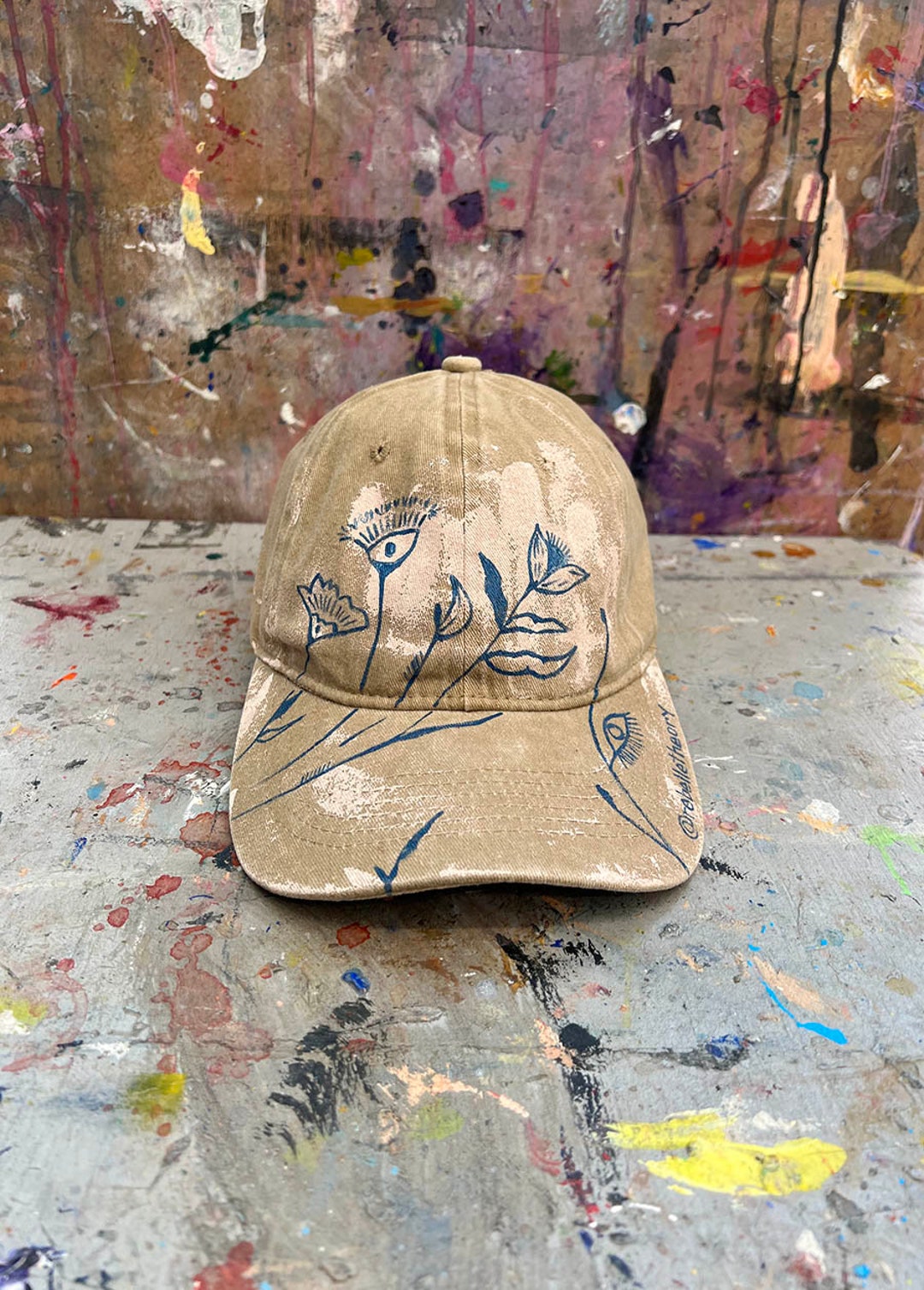 Floral Painted Caps-summer Hats-unique Hats, Hand Painted Flowers on ...