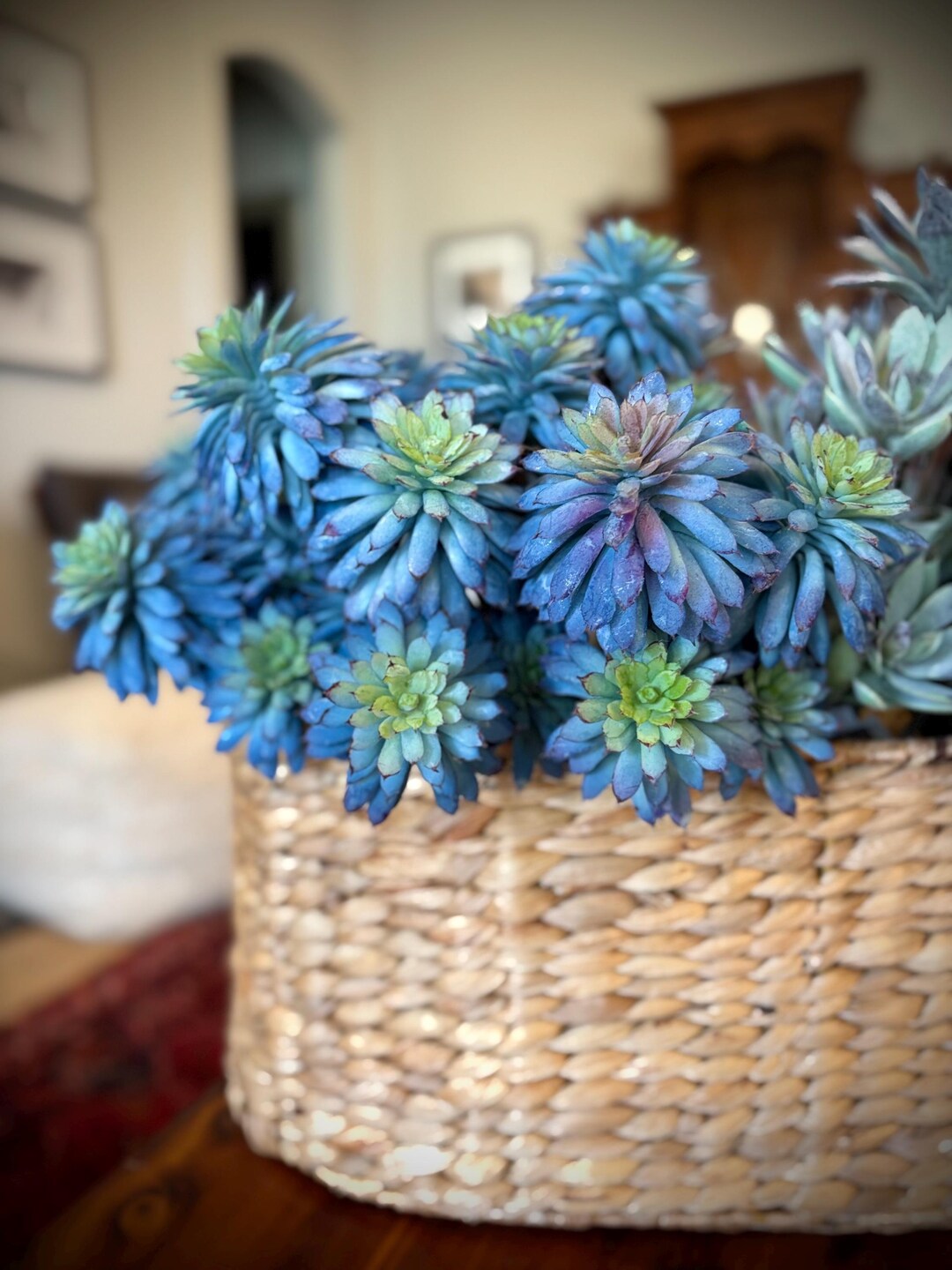 Artificial Daisy Succulent Spray X3 Blooms Blue/sage Color - Etsy