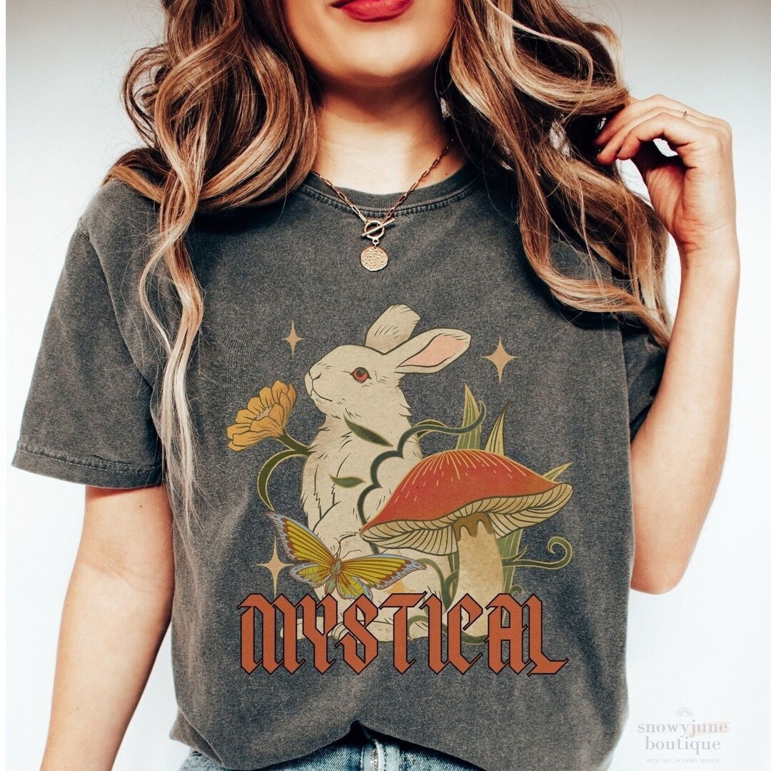 Comfort Colors Retro Forestcore Mushroom Rabbit Shirt Cottagecore ...