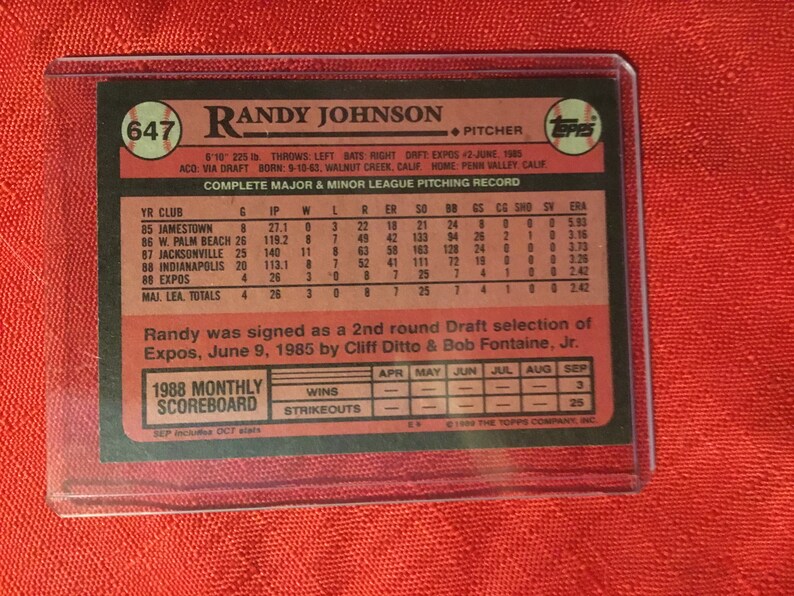 Vintage Randy Johnson Rookie Card - Etsy