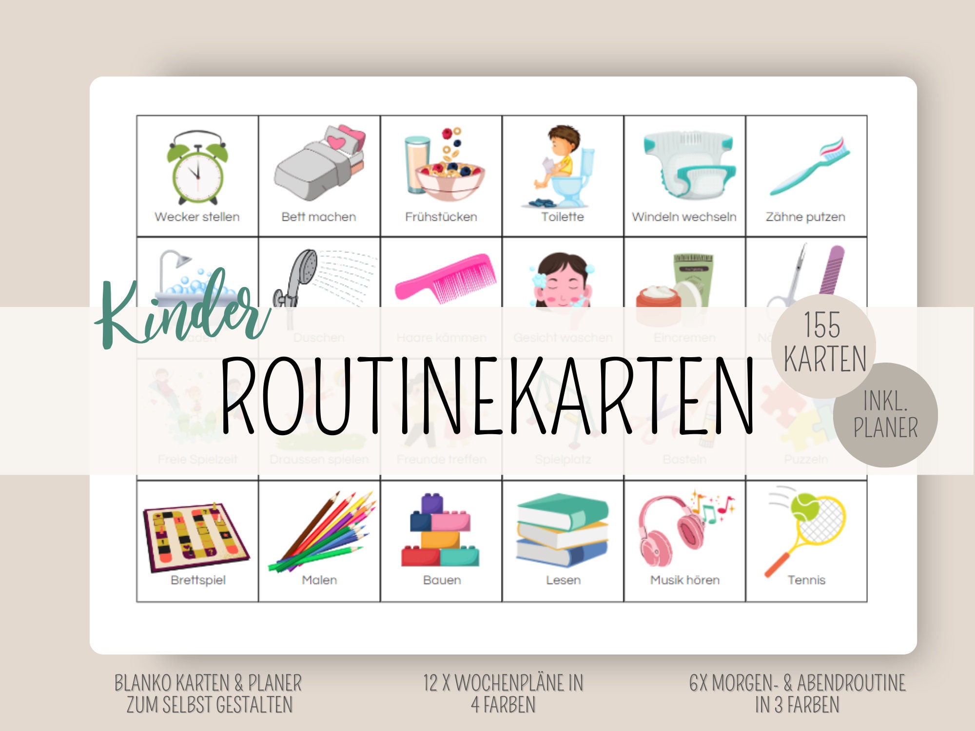 Praktische Kinder Routinekarten für den Alltag. Unterstütze dein Kind ...