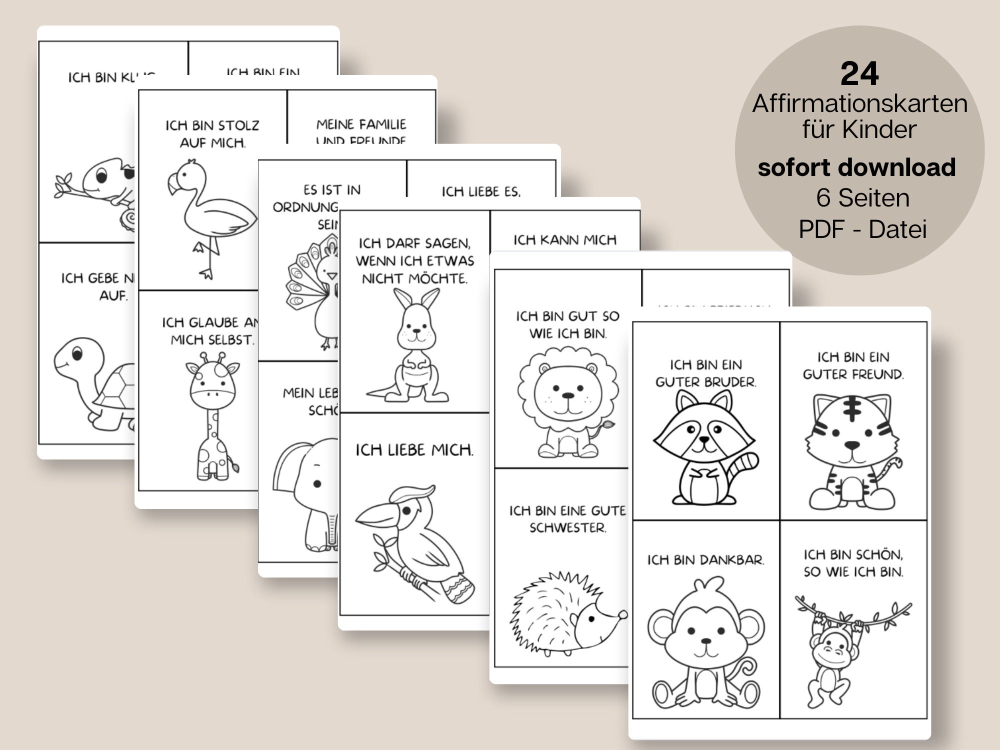 Kinder Affirmationskarten Zum Ausmalen Positive Entwicklung Und