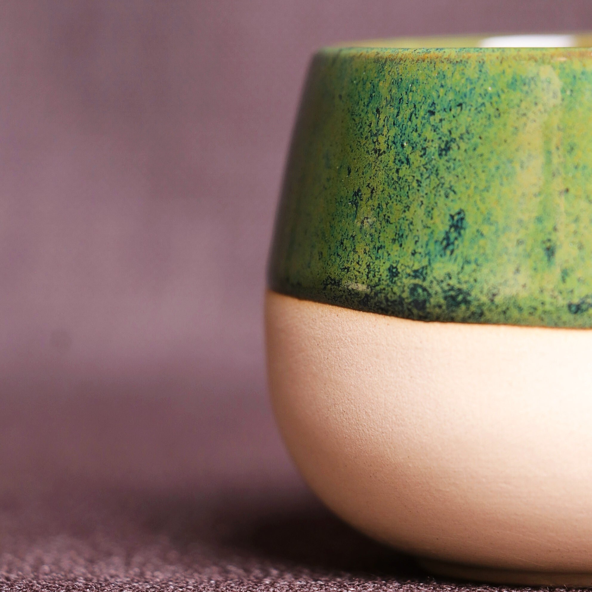 Double Espresso Cup in Dark Green Handmade White Stoneware - Etsy