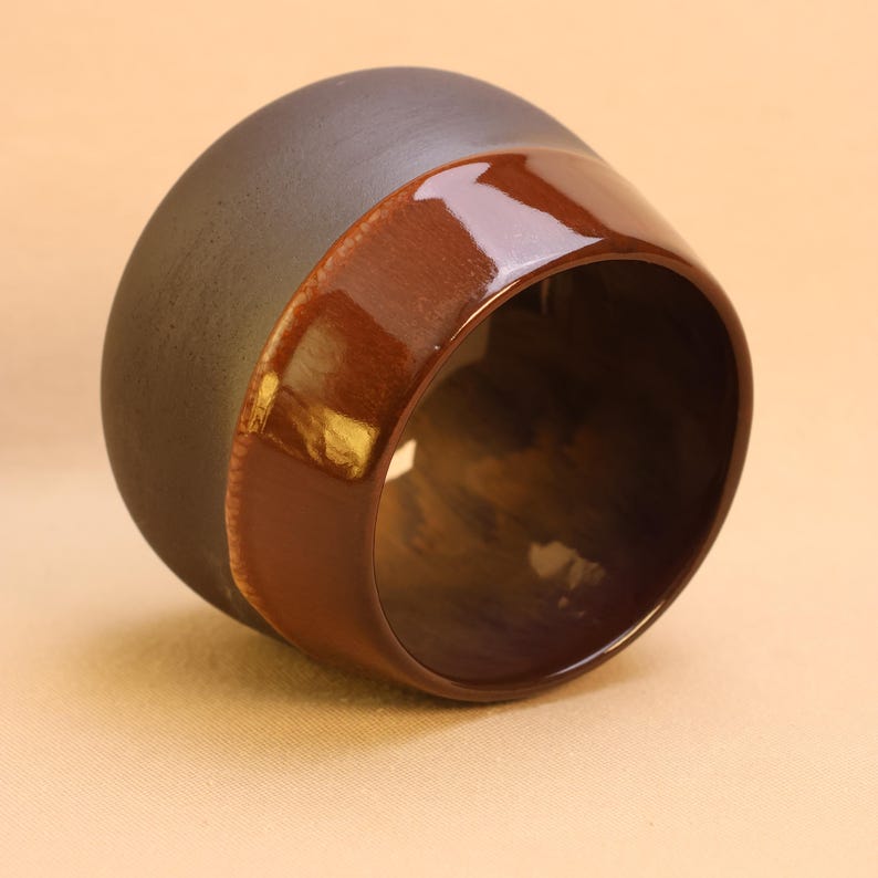 Handmade Black Stonware Ceramic Cup Glazed in Dark Brown, Iced Coffee ...