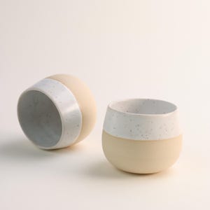 Double Espresso Cup in Clear White, Handmade White Clay Stoneware ...
