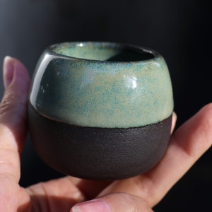 Black and Blue Stoneware Ceramic, Small Single Espresso Shot Cup ...