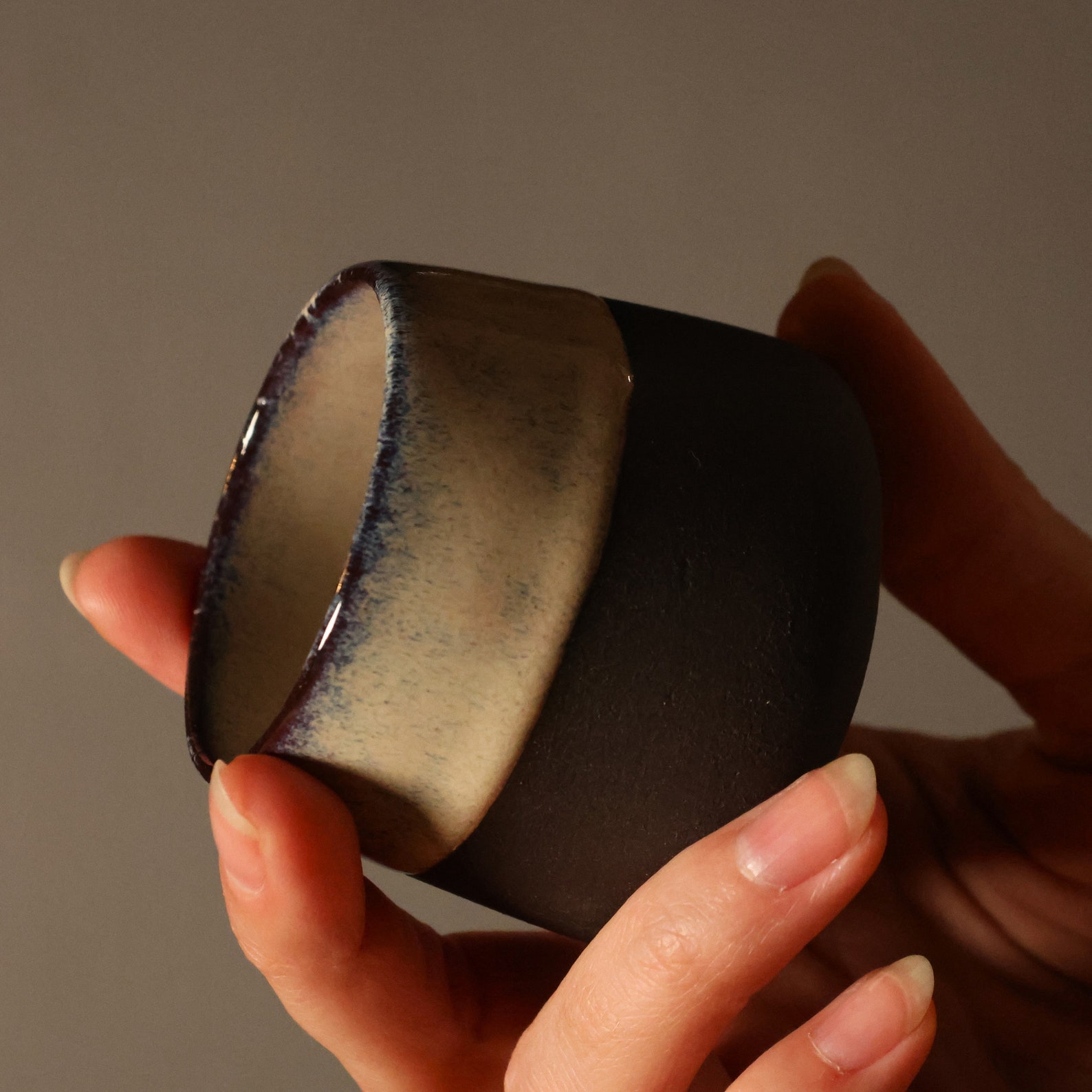 Japanese Style Handmade Black Stoneware Ceramic Cup, Single Espresso ...