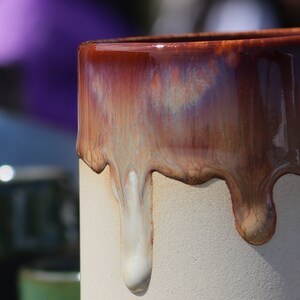 Dripping Style White Clay Brown Glaze Pottery, Handmade Stoneware ...